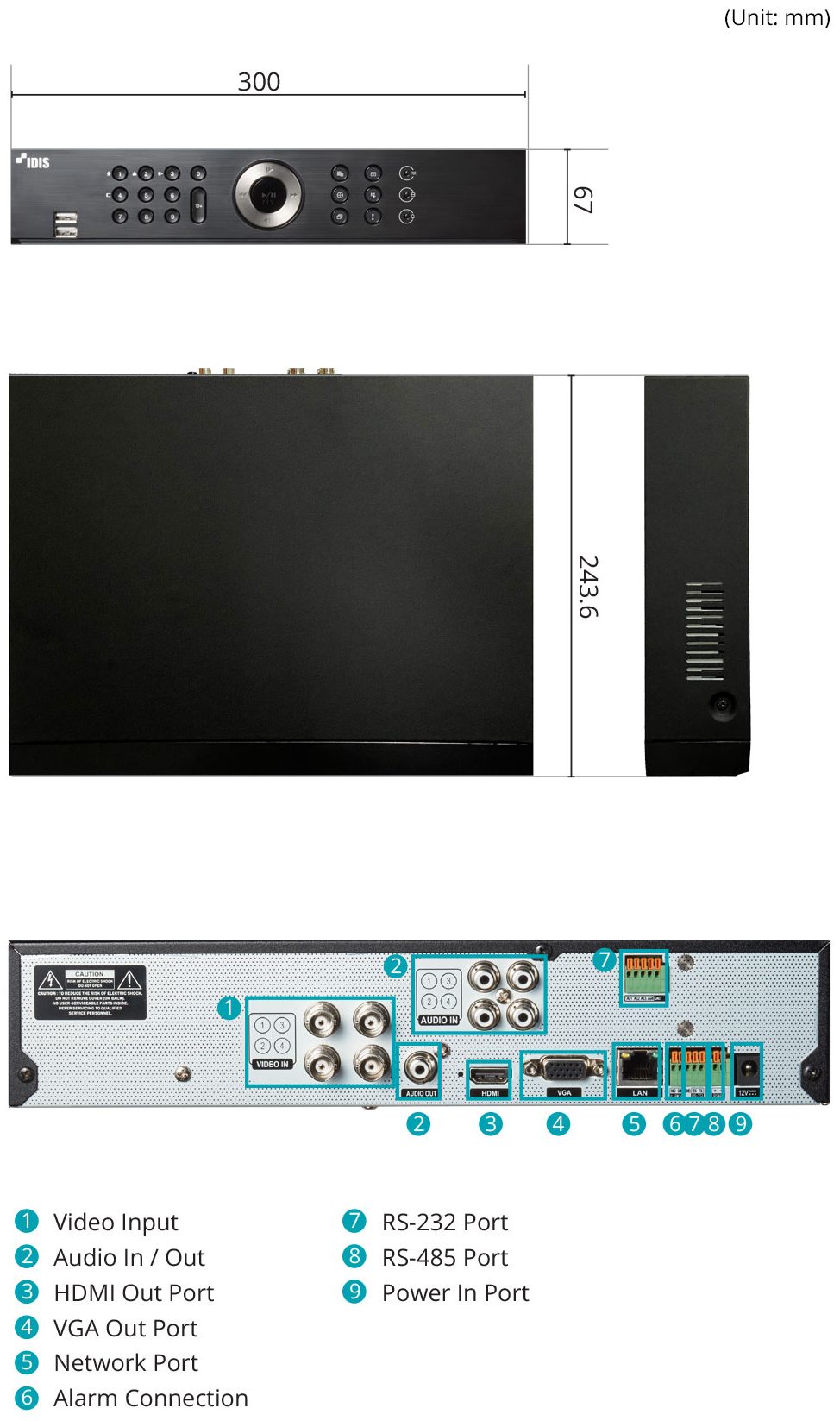 TR-2504 - IDIS DirectCX 4-kanaals H.265 Recorder (HD-TVI)